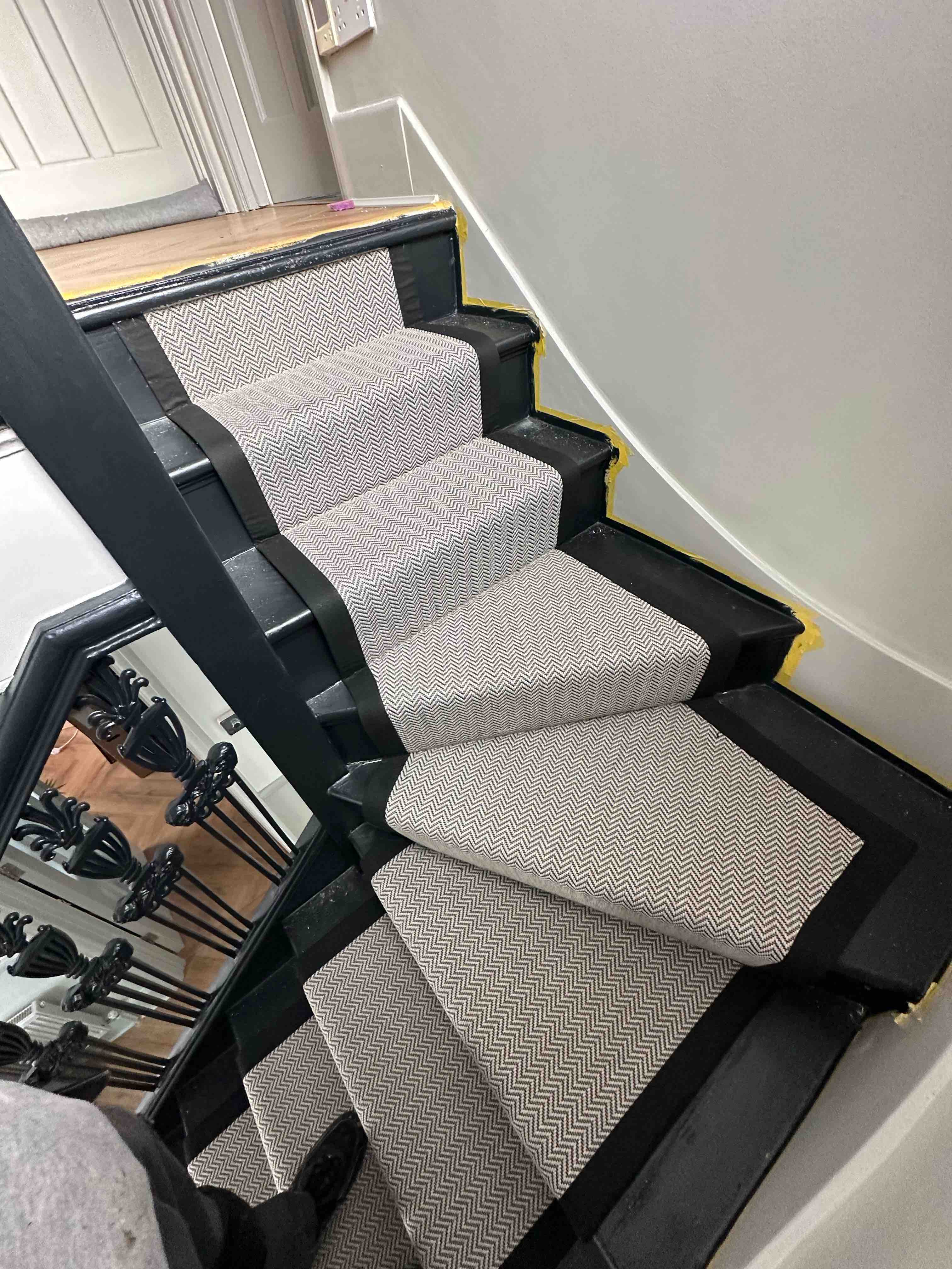How the black and white herringbone patterned looks when it is fitted ...