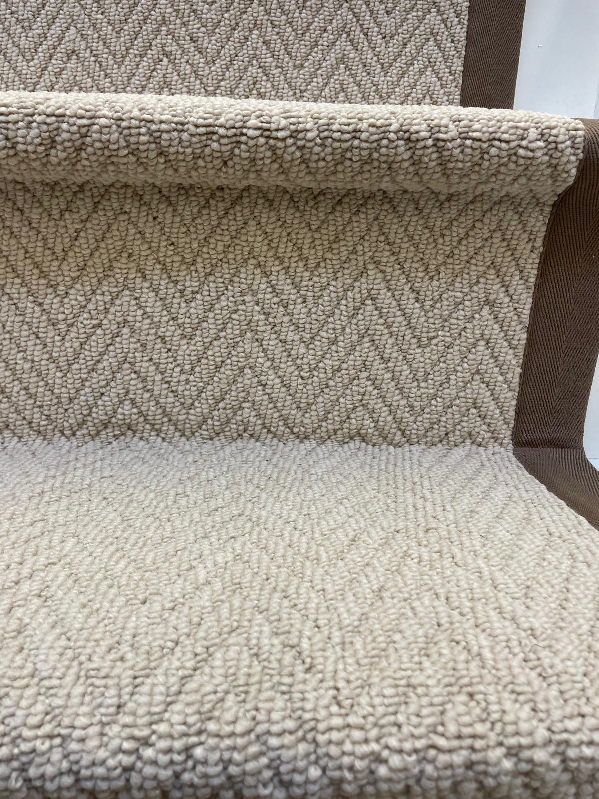 Herringbone stair runner, champagne cream beige with brown cotton bord ...